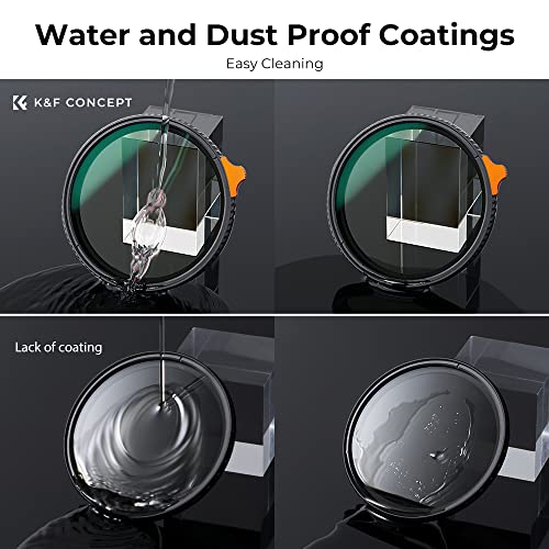 K&F Concept 82mm Putter Variable ND Filter ND2-ND400 (1-9 Stops) 28 Multi-Layer Coatings Import AGC Glass Adjustable Neutral Density Filter for Camera Lens (Nano-X Series)