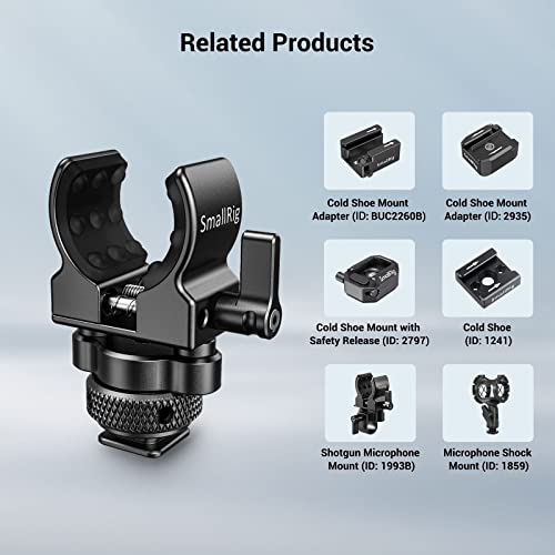 SmallRig Shotgun Microphone Holder (Cold Shoe) , Built-in Soft Silicone, Bumps and Noises Absorption BSM2352
