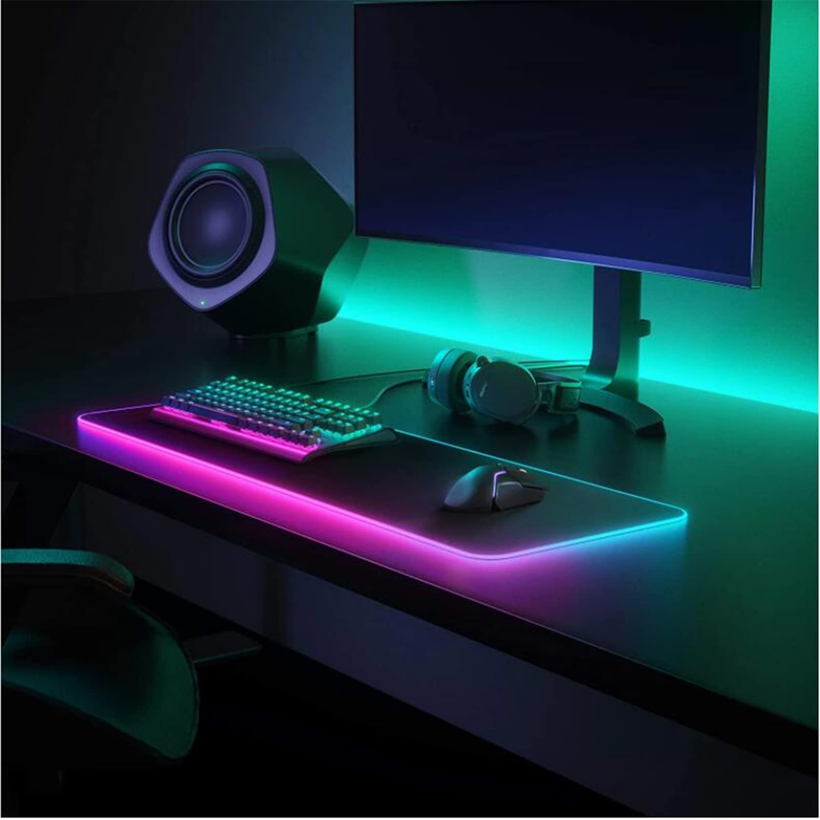 OYFRRGJ Mouse Pads Zero Two Mouse Pads Large Pink Mousepad RGB Anime Game Mats for Pc Lights Led Mouse Pad with Backlight Kawaii Cute Table Mat,23.6x11.8Inch