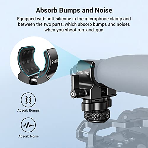 SmallRig Shotgun Microphone Holder (Cold Shoe) , Built-in Soft Silicone, Bumps and Noises Absorption BSM2352