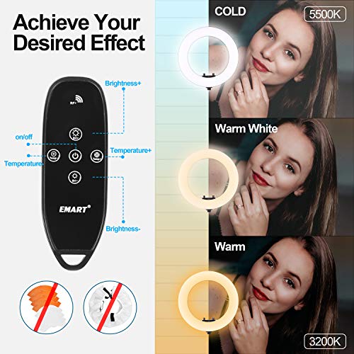 Emart 18-inch Ring Light with Stand, 65W Big Adjustable 3200-5500K LED Ringlight with Ultra-wide Lighting Area for Camera Photography, YouTube Videos, Makeup, Kit: Phone Holder, Remote, Soft Tube, etc