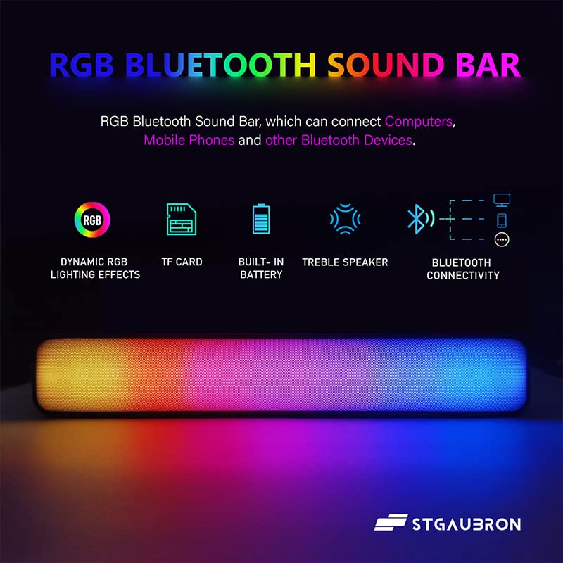 STGAubron Gaming PC, Intel Core I3-10100F up to 4.3G, Radeon RX 5500XT 8G, 16G DDR4, 512G SSD, WiFi, BT 5.0, RGB Fan x3, RGB BT Sound Bar and Headset, Windows 11 Home