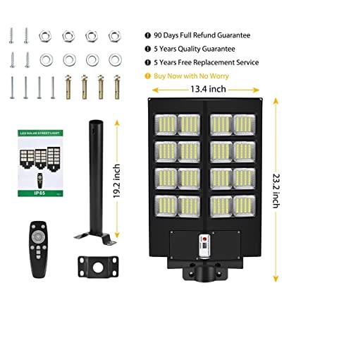 DragonLight 800W Solar Street Lights Outdoor - 18,000LM 320 LEDs Solar Lamp Security Motion Sensor Solar Flood Light with Remote Control - Dusk to Dawn IP65 Waterproof for Yard, Garden, Patio, Shed