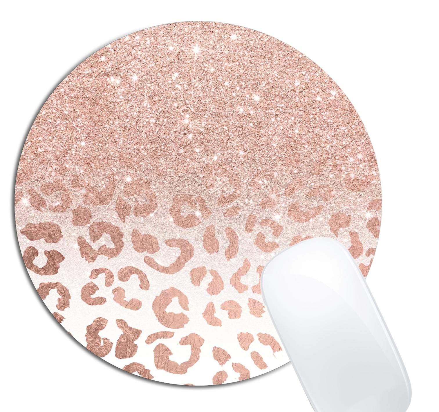 Rose Gold Glitter Ombre Mouse Pad Round Non-Slip Rubber Mousepad Laptop Office Computer Decor Cute Desk Accessories Customized Design Mouse Pad