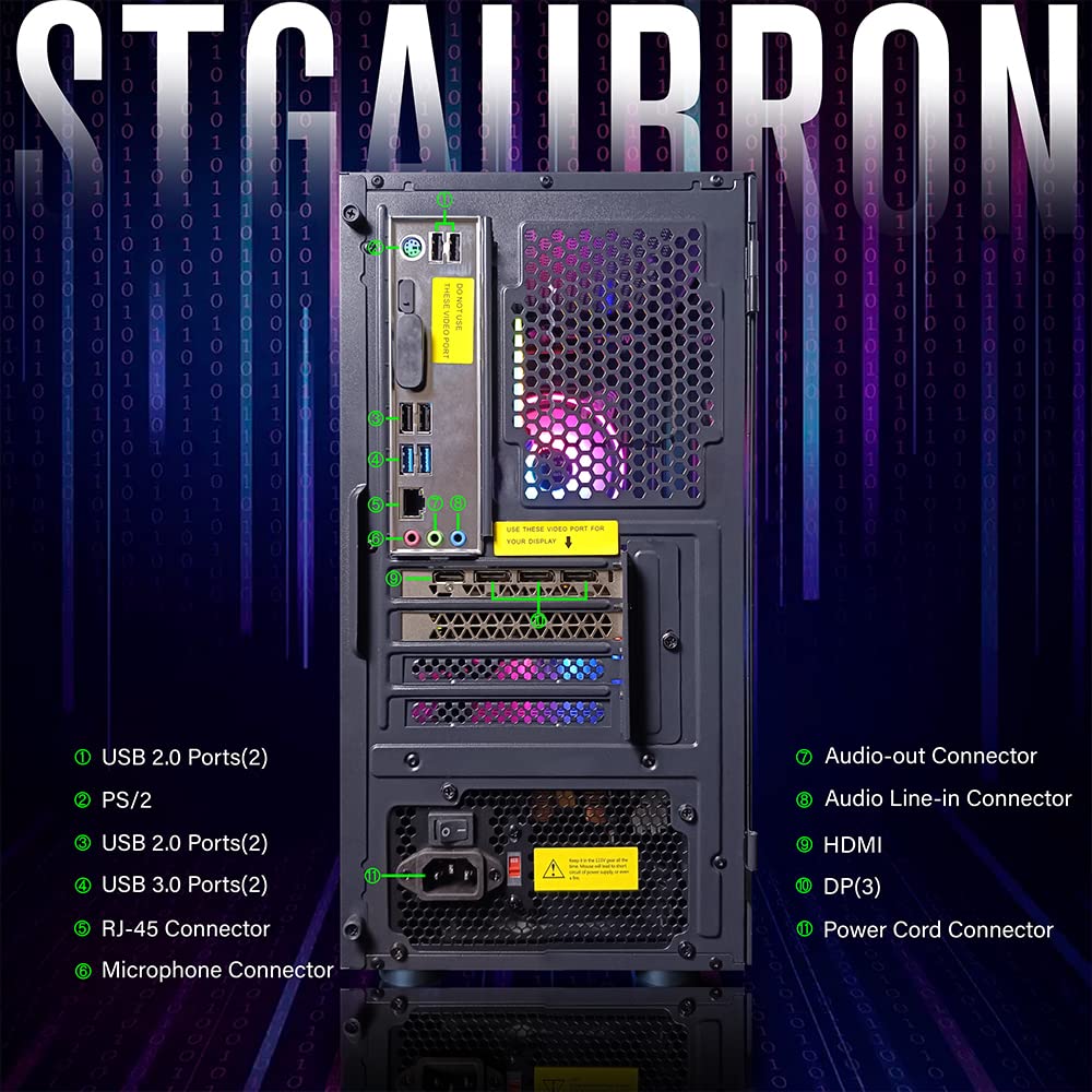 STGAubron Gaming PC, Intel Core I3-10100F up to 4.3G, Radeon RX 5500XT 8G, 16G DDR4, 512G SSD, WiFi, BT 5.0, RGB Fan x3, RGB BT Sound Bar and Headset, Windows 11 Home