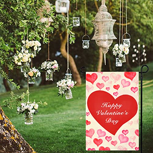 Valentines Day Garden Flag Vertical 12 x 18 Inch Double Sided Love Heart Valentine’s Day Garden Flag for Yard Outdoor Decoration