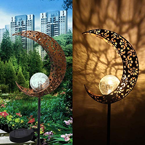 Luxiya Landscape Path Lights Solar Yard Lights Outdoor Decorative Moon Light Garden Solar Light
