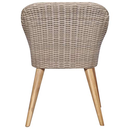 vidaXL 2Pcs Outdoor Chairs with Cushions Poly Rattan,Rattan Chair, with armrests, Garden Dining Set, Patio Dining Table Furniture Set, Comfortable Cushions, 22" x 23.6" x 32",Brown