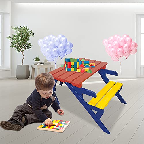 HomVent Kids Picnic Table and Bench for Outdoors, Toddler Picnic Table Set, 2-in- 1 Transforming Interchangeable Outdoor Wooden Picnic Table/Garden Bench for Backyard, Porch, Patio, Deck