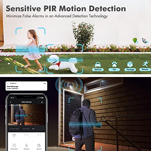 ZUMIMALL Outdoor Camera Wireless - 2K Battery Powered WiFi Surveillance Cameras for Home Security,3MP Color Night Vision/2 Way Audio/IP66 Waterproof/Siren and Spotlight/Motion Alert/Cloud/SD/,2PCS