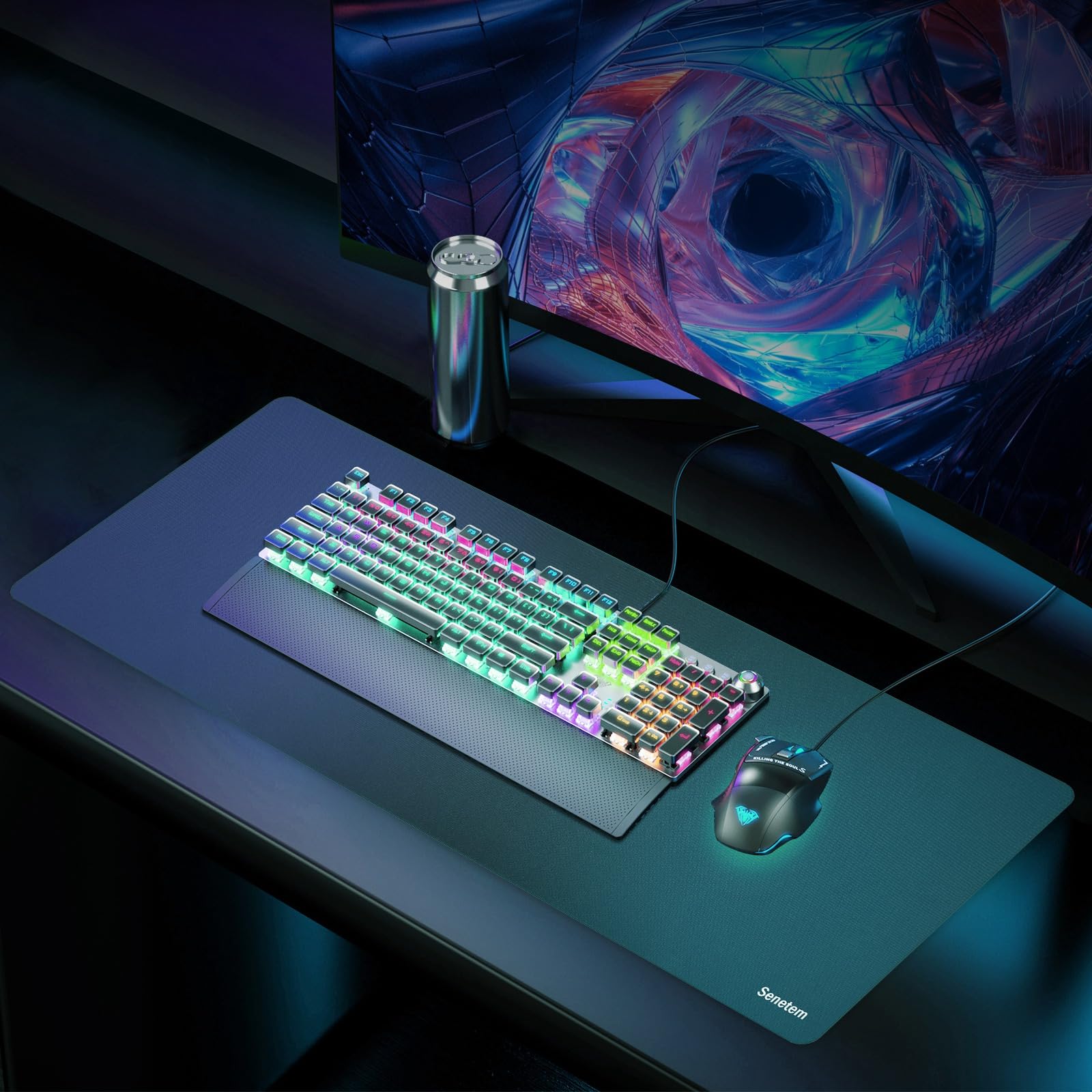Senetem XL Large Mouse Pad, Thin Gaming Mousepad, Extended Mouse Mat, Non-Slip Rubber Base Keyboard Pad, Big & Long Computer Mat for Desk, Black, XL, 31.5x11.8 in