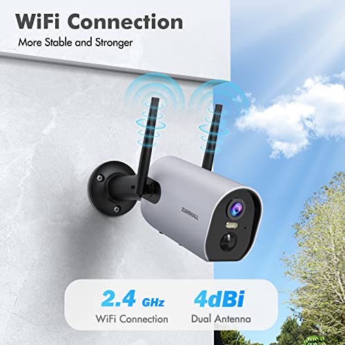 ZUMIMALL Outdoor Camera Wireless - 2K Battery Powered WiFi Surveillance Cameras for Home Security,3MP Color Night Vision/2 Way Audio/IP66 Waterproof/Siren and Spotlight/Motion Alert/Cloud/SD/,2PCS