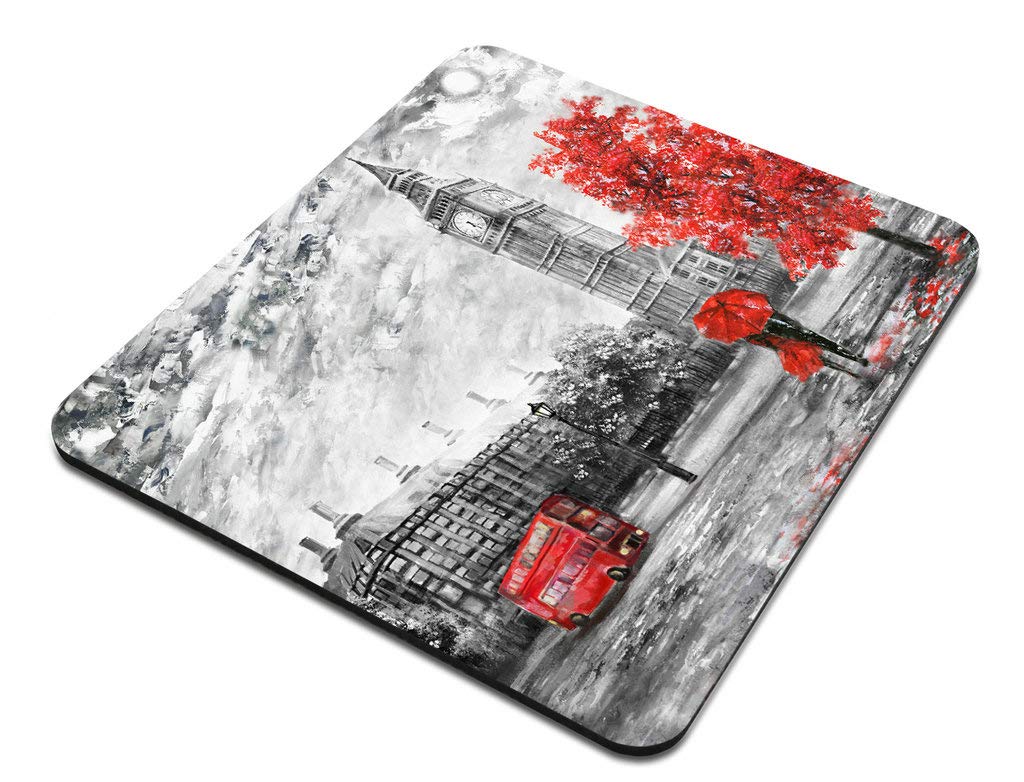 Amcove Gaming Mousepad Oil Painting Mouse pad, Street View of London Mouse pad Non-Slip Rubber Rectangle Mouse Pads for Computers Laptop