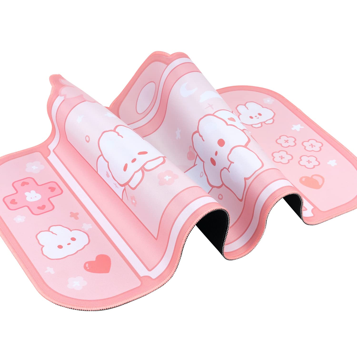 BelugaDesign Bunny Desk Pad | NS Switch Keyboard Gaming Mat Large Mat Mousepad | Pastel Pink Easter Animal Kawaii Cute Anime Desk Blotter Protector (Pink Rabbit, Large)