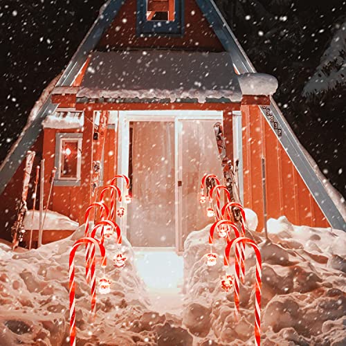 22'' Christmas Decorations Candy Cane Lights, 10pcs Waterproof Outdoor Christmas Lights with 8 Modes for Pathway Yard Lawn Patio Garden Indoor/Outdoor Decorations