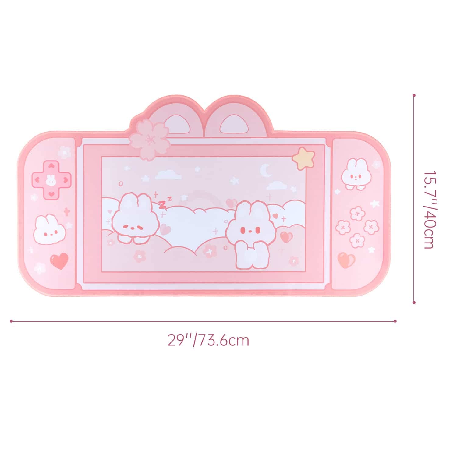 BelugaDesign Bunny Desk Pad | NS Switch Keyboard Gaming Mat Large Mat Mousepad | Pastel Pink Easter Animal Kawaii Cute Anime Desk Blotter Protector (Pink Rabbit, Large)