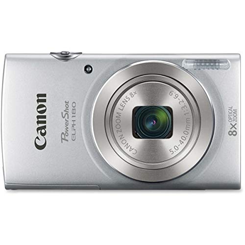 Canon PowerShot ELPH 180 Digital Camera w/Image Stabilization and Smart AUTO Mode (Silver), 0.90in. x 3.70in. x 2.10in. - 1093C001