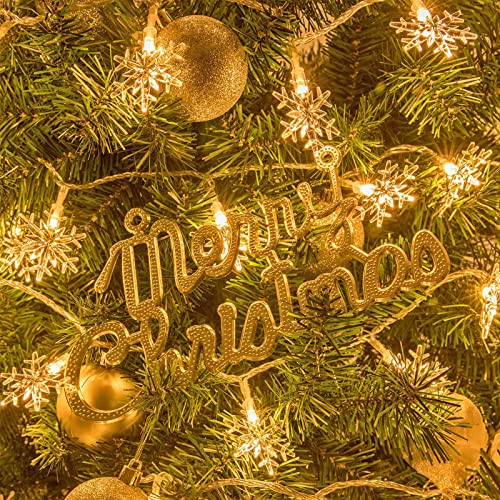 CHengQiSM 100 LED Snowflake Lights Fairy String Lights 32.8ft Plug in String Lights Christmas Holiday Home Garden Patio Party Decoration Indoor Outdoor Celebration Lighting, Warm White