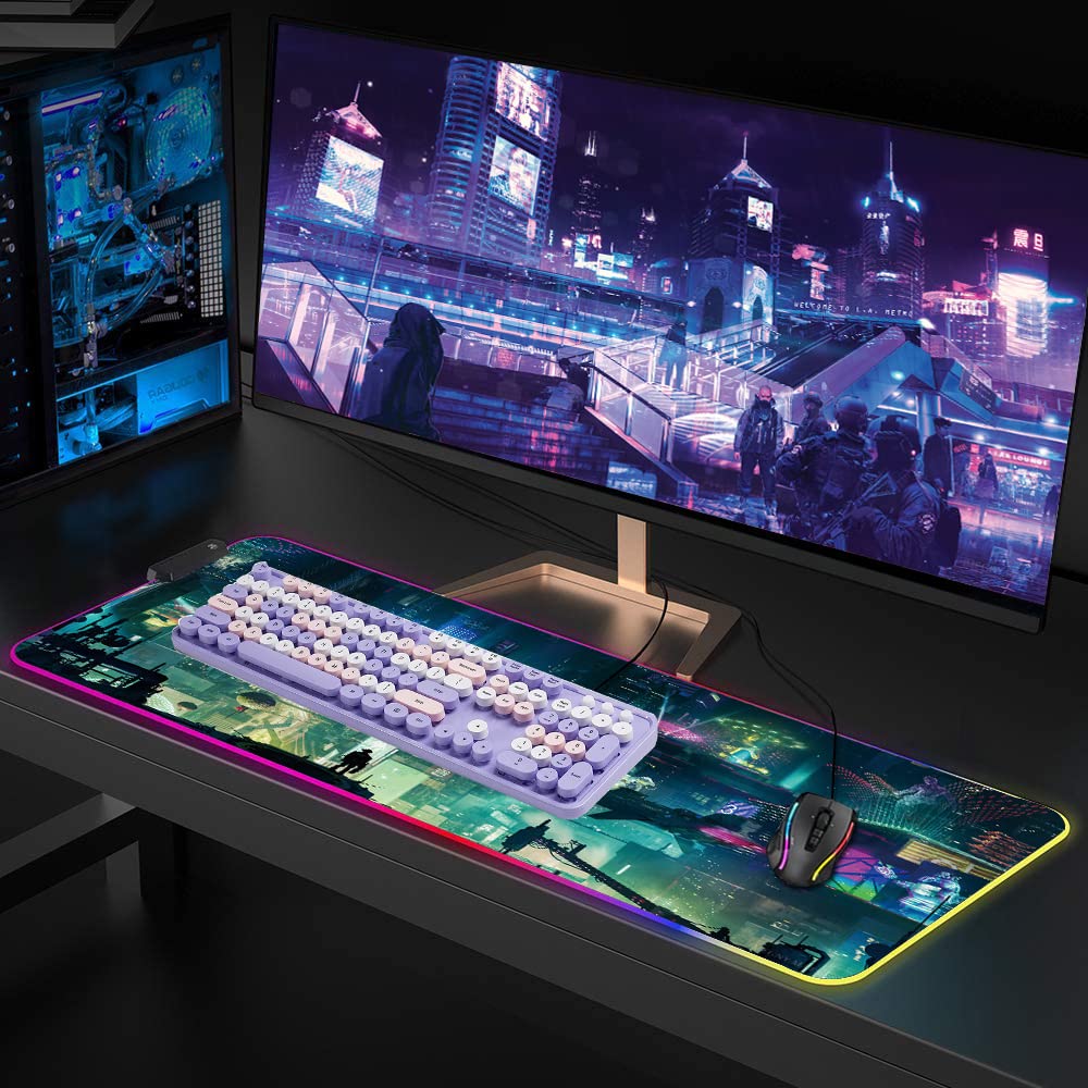 Imegny RGB Mouse Pad, XXL LED Gaming Mouse Mat Heavy Duty Anty Slip 35.4 * 15.7 Inches greencity