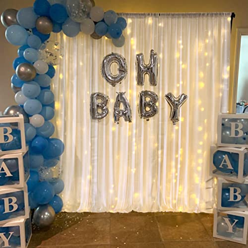 10ft x 7ft White Backdrop Curtain for Parties Wedding White Wrinkle Free Backdrop Drapes Panels for Baby Shower Gender Reveal Birthday Photo Photography Polyester Fabric Background Decoration