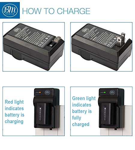 BM Premium 2 NP-FW50 Batteries and Charger for Sony ZV-E10, A6100, A6400, DSC-RX10 IV, DSC-RX10 III, DSCRX10 II, DSC-RX10, Alpha 7, Alpha 7R, a7, a7R, A7s, A7s II, a3000, a5000, a6000, a6300, a6500