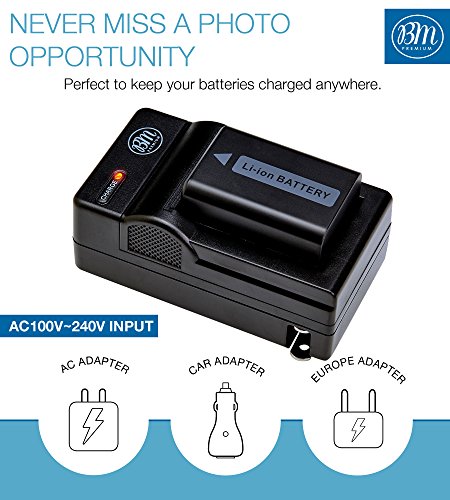 BM Premium 2 NP-FW50 Batteries and Charger for Sony ZV-E10, A6100, A6400, DSC-RX10 IV, DSC-RX10 III, DSCRX10 II, DSC-RX10, Alpha 7, Alpha 7R, a7, a7R, A7s, A7s II, a3000, a5000, a6000, a6300, a6500