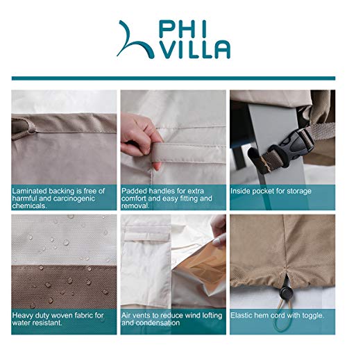 PHI VILLA 77" L x 34" W x31 H Outdoor Loveseat Cover,Patio Bench Cover Waterproof for Loveseat, Bench, Sofa, Medium