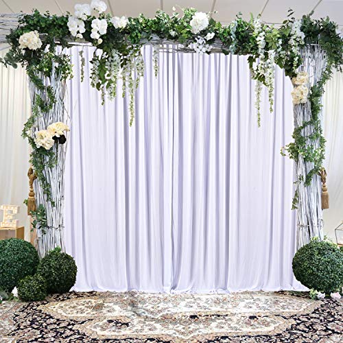 10ft x 7ft White Backdrop Curtain for Parties Wedding White Wrinkle Free Backdrop Drapes Panels for Baby Shower Gender Reveal Birthday Photo Photography Polyester Fabric Background Decoration