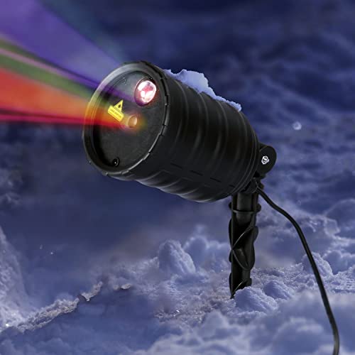 Wisely Christmas Projector Laser Lights, Led Waterproof Christmas Laser Lights Landscape Spotlight Red and Green Star Show Decorative for Bedroom Outdoor Garden Patio Wall Holiday Party