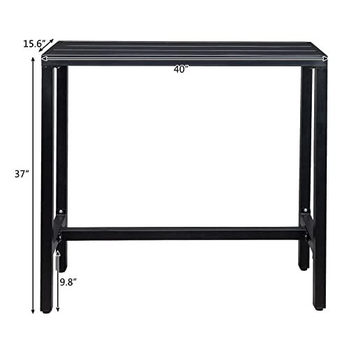 Vasitelan Outdoor Bar Table, Patio Counter Height Bar Pub Table, 40" Rectangle Bar Table for Patio, Garden, Yard, Balcony, Poolside,Bistro