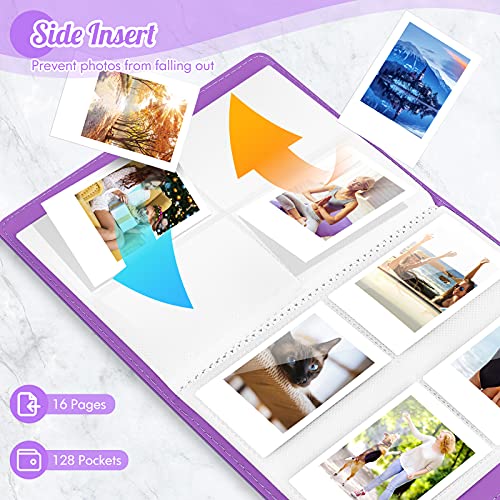 Ablus 128 Pockets Mini Photo Album for Fujifilm Instax Mini Camera, Polaroid Snap, Z2300, SocialMatic Instant Cameras & Zip Instant Printer (Nebula Purple)