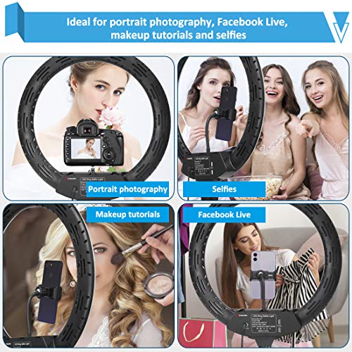 WISAMIC Ring Light Kit 18 inch with Stand and Phone Holder Bi-Color Dimmable 2800K-6000K LED Ring Light with Tripod and Remote for Camera Makeup Selfie YouTube Video Photography Shooting iPhone Vlog
