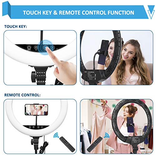 WISAMIC Ring Light Kit 18 inch with Stand and Phone Holder Bi-Color Dimmable 2800K-6000K LED Ring Light with Tripod and Remote for Camera Makeup Selfie YouTube Video Photography Shooting iPhone Vlog
