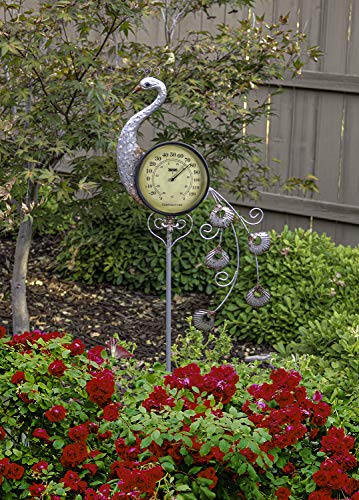 Poolmaster 54581 Outdoor Thermometer Garden Stake, Peacock, Multi