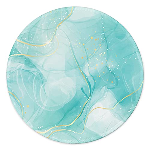 Round Mouse Pad,Gaming Mouse Pad,Non-Slip Rubber Base Mouse Mat with Stitched Edge 7.9 x 7.9 Inch for Laptop Computer (Marble Gentle Green)