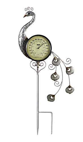 Poolmaster 54581 Outdoor Thermometer Garden Stake, Peacock, Multi