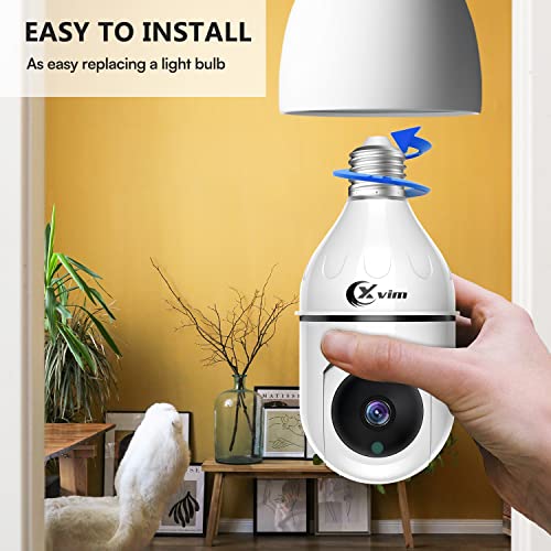 XVIM 3MP Bullet Camera, 2.4Ghz Light Bulb Security Camera, Indoor Bullet Camera, Night Vision and Motion Detection, 2 Way Audio