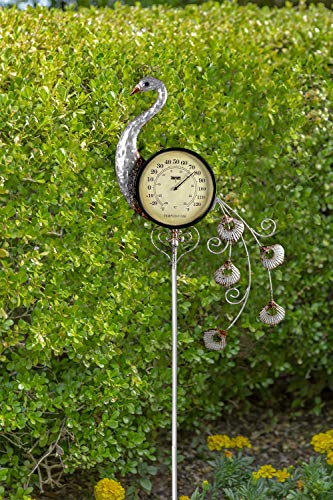 Poolmaster 54581 Outdoor Thermometer Garden Stake, Peacock, Multi