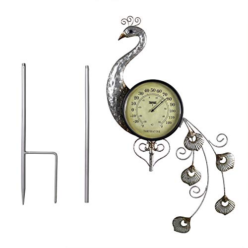Poolmaster 54581 Outdoor Thermometer Garden Stake, Peacock, Multi