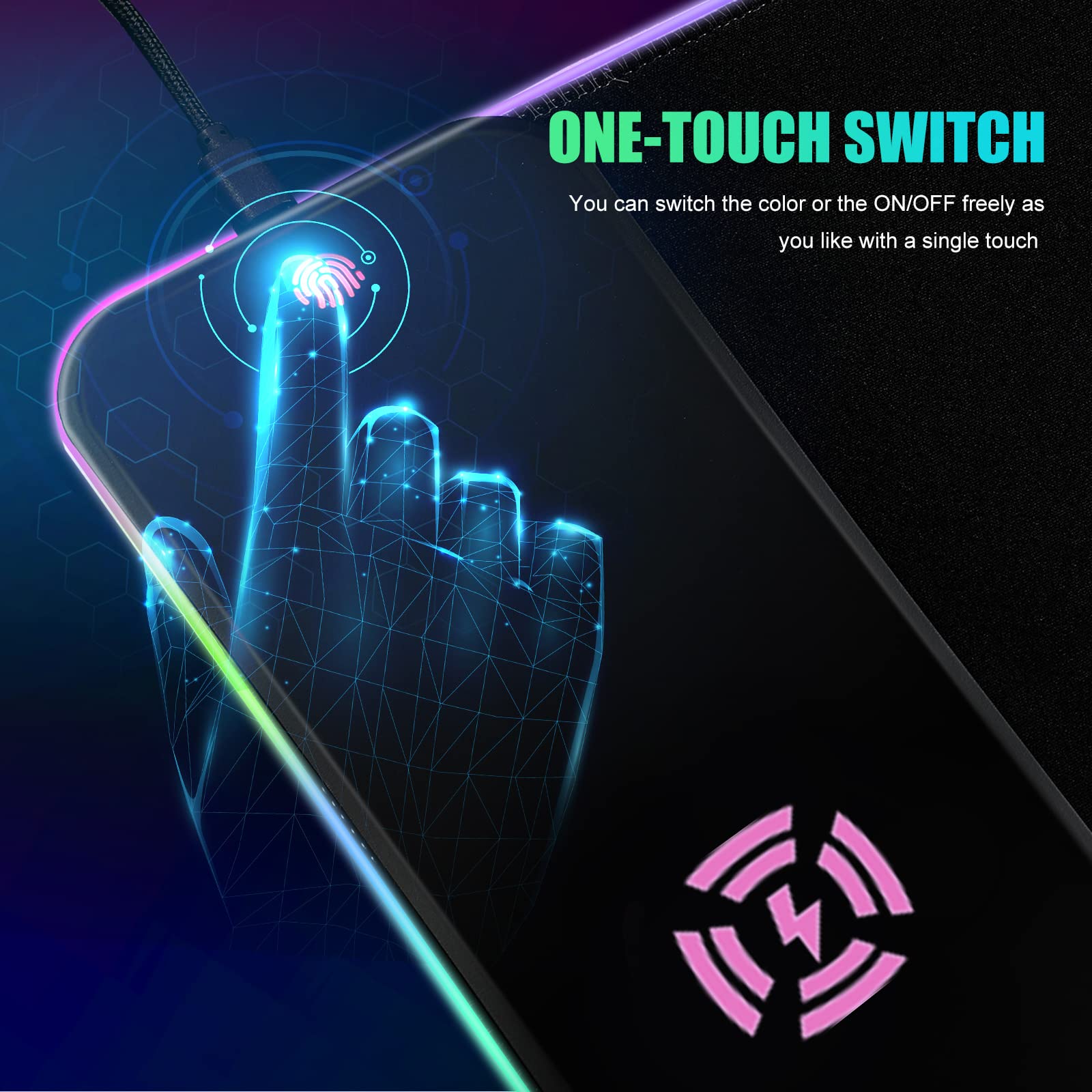 Macarrie 2 Pcs Charging Mouse Pad Cool Mouse Pad with 15w 31.5 x 11.8 x 0.2'' Fast Charging Extended Large LED Gaming Mousepad RGB Mouse Pad Non Slip Wireless Keyboard Pad for Office Desks