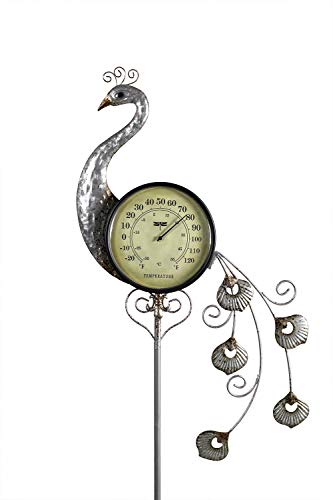 Poolmaster 54581 Outdoor Thermometer Garden Stake, Peacock, Multi