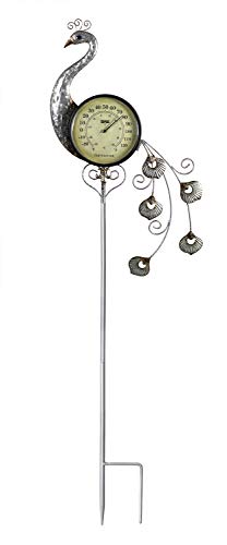 Poolmaster 54581 Outdoor Thermometer Garden Stake, Peacock, Multi