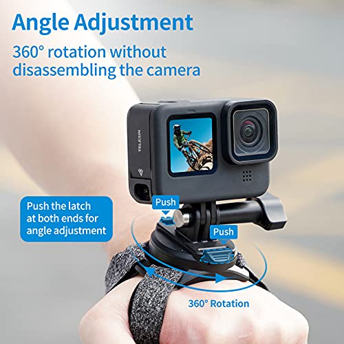 TELESIN Upgraded Wrist Strap, 360 Rotation Arm Plam Ankle Mount Band Holder Cycling Mount for GoPro Max Hero 11 10 9 8 7 6 5 Insta360 One R X2 Go2 DJI Osmo Action 2 Camera Accessories