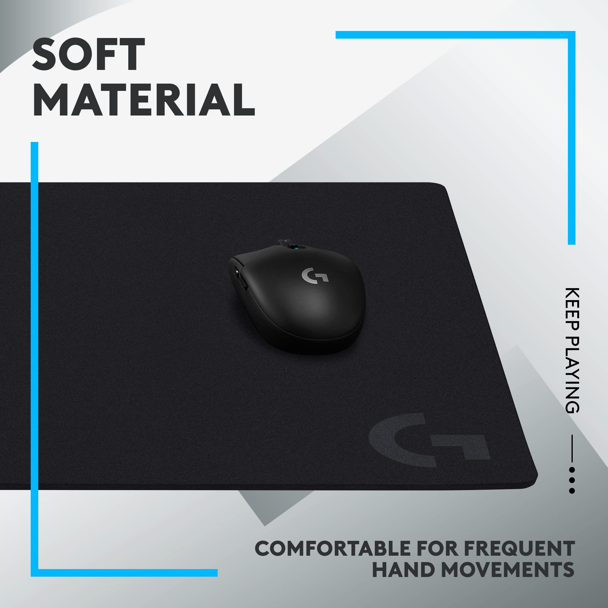 Logitech G640 Large Cloth Gaming Mouse Pad, Optimized for Gaming Sensors, Moderate Surface Friction, Non-Slip Mouse Mat - Black