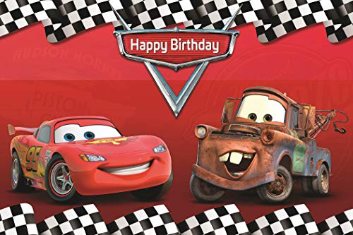 RUINI Car Racing Themed Backdrop Cartoon Cars Mobilization Birthday Party Decorations Backdrop 5x3FT