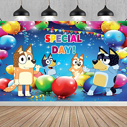 Bluey Birthday Backdrop Banner Party Decorations Sheepdog 7x5 ft Bingo Cartoon Dog Happy Birthday Supplies Special Day Background for Multi Occasions