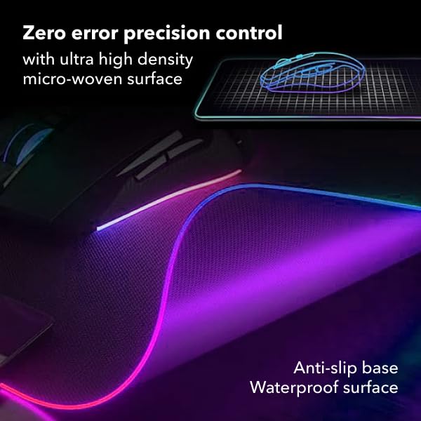 CLAVIO 15W Wireless Charging RGB Gaming Mouse Pad, LED Mouse Pad 31.5 x 12 inch Extra Large Mousepad Non-Slip Rubber Base, 10 Light Modes RGB Desk Mat for Gaming, MacBook, PC, Laptop, Desk