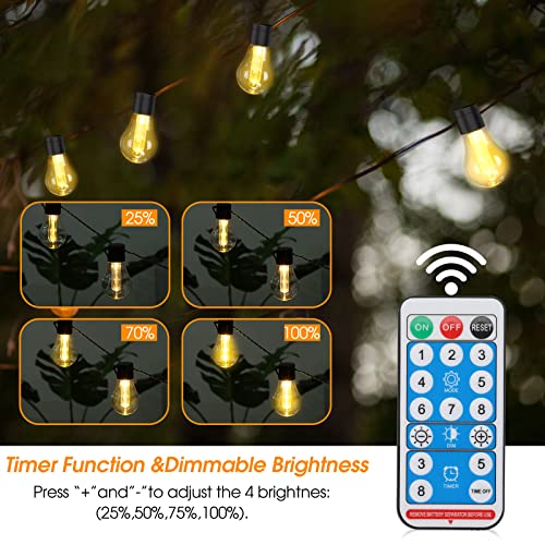 Solar String Lights Outdoor Waterproof, 29.5 FT 20 Shatterproof Bulbs Patio Lights with Remote 8 Modes LED Solar Powered String Lights, Hanging Lights for Garden Yard, Wedding Party Decor(Warm White)