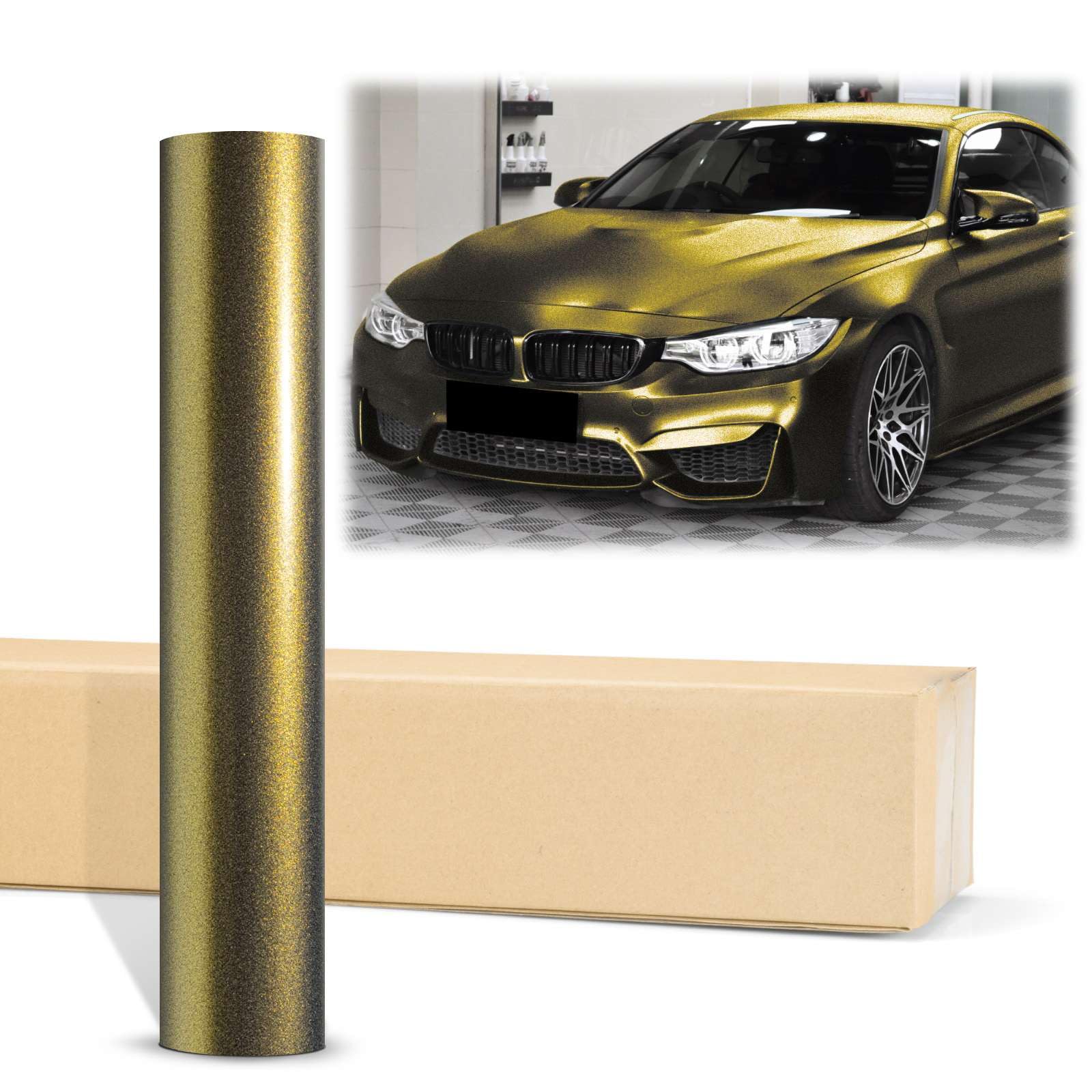 2pcs 4"x8" (10cmx20cm) Sample Bond Gold Matte Metallic Satin Pearl Vinyl Wrap Auto Car Sticker Decal Film Sheet Bubble Free Air Release Technology