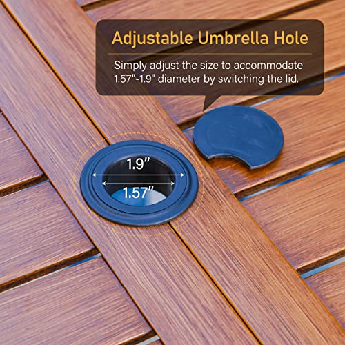 MIXPATIO 6 Person Outdoor Patio Dining Table with Umbrella Hole, Rectangle Metal TableĀ for Garden, Backyard and Porch